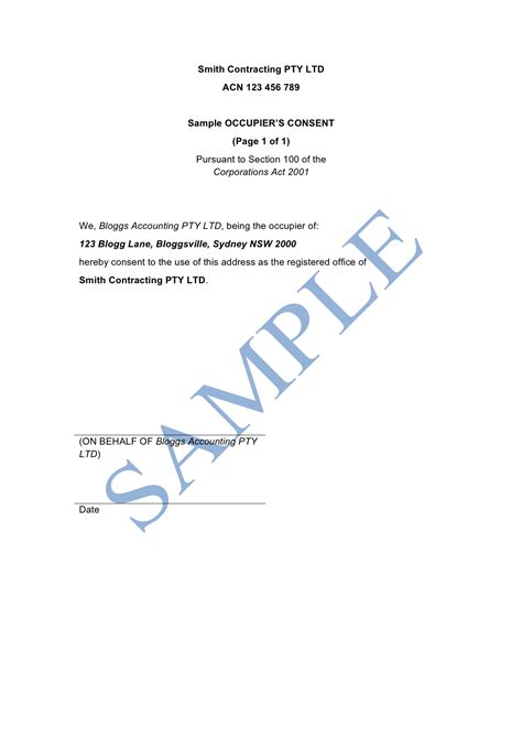 Occupiers Consent Free Template Sample Lawpath