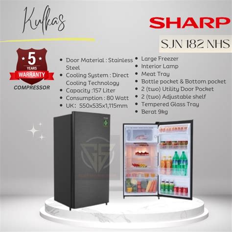 jual kulkas 1 pintu sharp sjn182nhs shopee indonesia