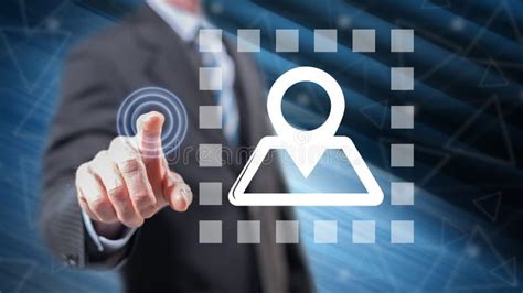 Man Touching A Navigation System Concept Stock Photo Image Of Icon Satellite