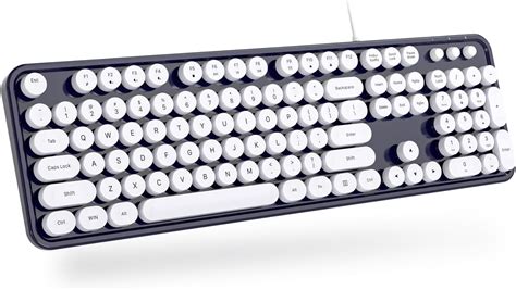 TRAHOO Wired Keyboard Keys Full Sized Typewriter Keyboards USB Plug And Play Office