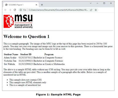 Solved Question Hyper Text Markup Language HTML Is Chegg