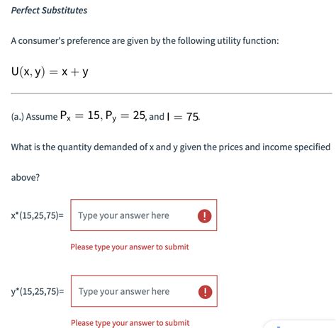 Solved Perfect Substitutes A Consumers Preference Are Given