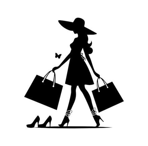 Premium Vector A Shopping Girl Vector Silhouette Premium Vector A Shopping Girl Vector Silhouette