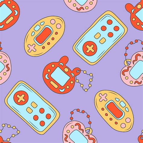 premium vector retro game devices seamless pattern