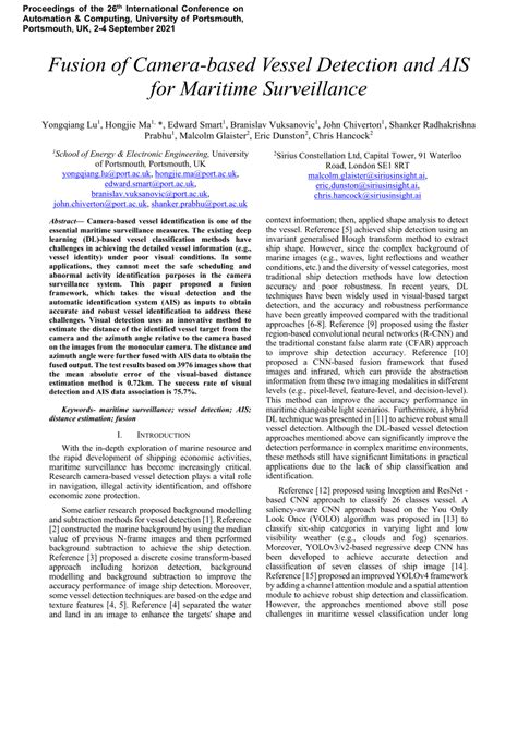 Pdf Fusion Of Camera Based Vessel Detection And Ais For Maritime Surveillance