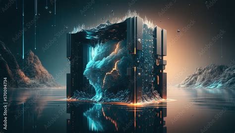 Data Lake In Big Data On Cloud Premises Created With Generative Ai Technology Stock Illustration