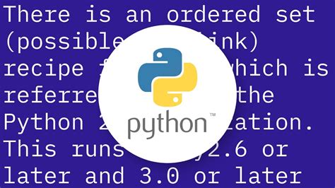 Does Python Have An Ordered Set Youtube
