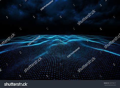 Digitally Generated Binary Code Landscape On Stock Illustration