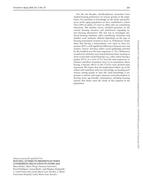 Pdf Housing Attribute Preferences When Considering Relocation In Older Age