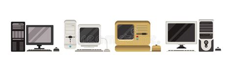 Retro Computer And Hardware With Screen Vector Set Stock Illustration Illustration Of Flat Retro Computer And Hardware With Screen Vector Set Stock Illustration Illustration Of Flat
