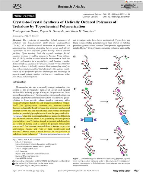 Angew Chem Int Ed 2019 Hema Crystal To Crystal Synthesis Of