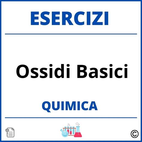 Esercizi Chimica Ossidi Basici Svolti Soluzioni Pdf