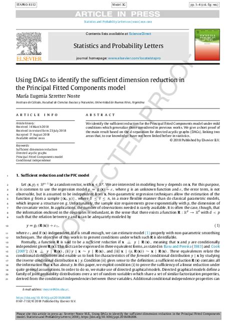 Pdf Using Dags To Identify The Sufficient Dimension Reduction In The Principal Fitted