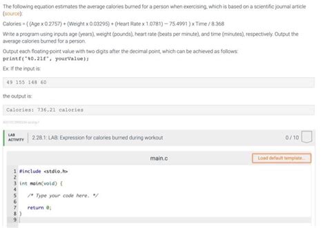 Solved The Following Equation Estimates The Average Calories