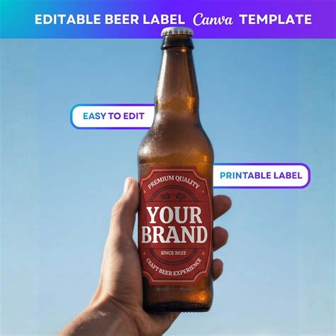 Editable Beer Label Template Canva Custom Beer Bottle Label Homebrew