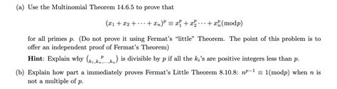 Solved A Use The Multinomial Theorem To Prove That Chegg