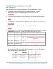 IP Address Homework V Docx IT IP Addressing Homework V Name Braydon Peterson Work The