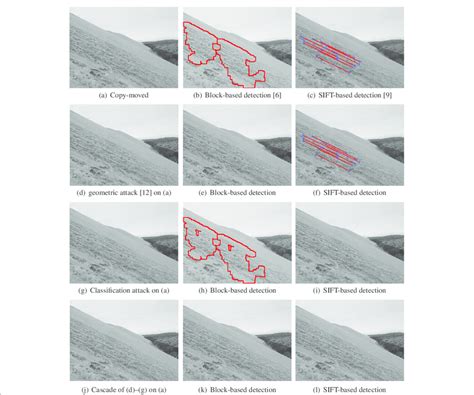 block based copy move detector [6] vs sift based copy move detector