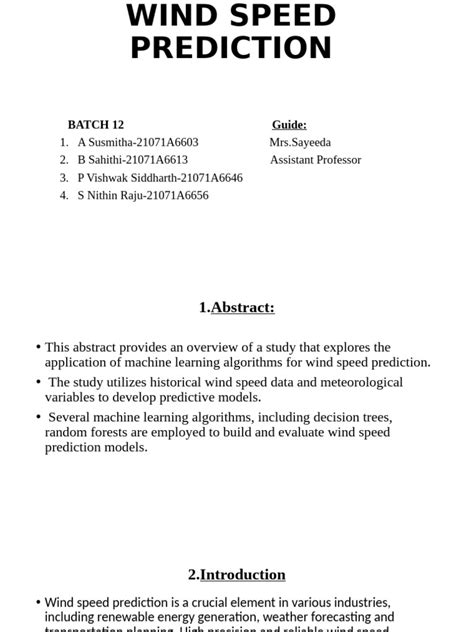 Wind Speed Prediction Abstract Review Pdf Numerical Weather Prediction Weather Forecasting