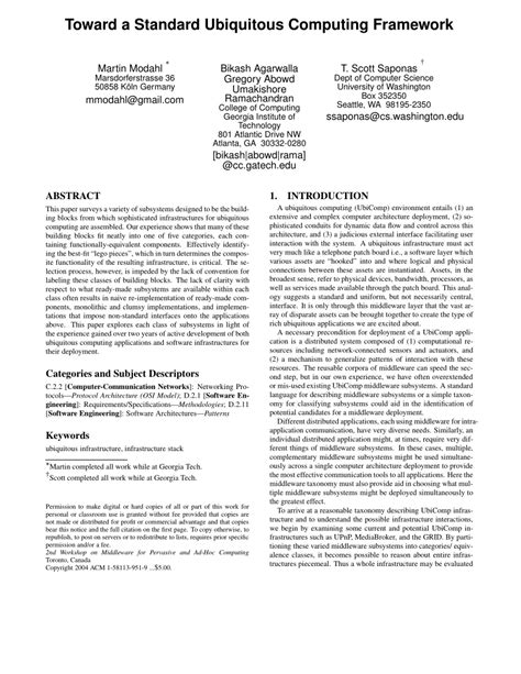 Pdf Toward A Standard Ubiquitous Computing Framework