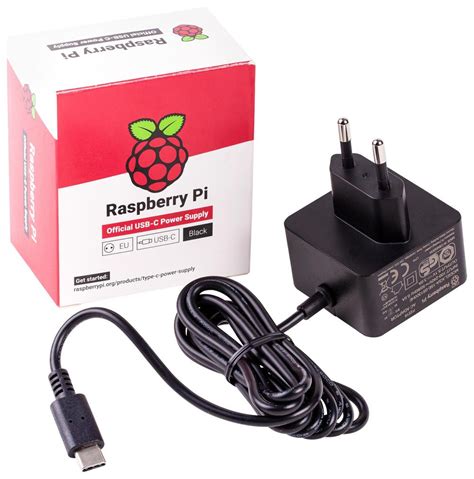 raspberry pi 4 power supply usb c 5 1v 3a eu plug black