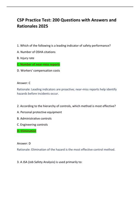Certified Safety Professional Certified Safety Professional Csp Practice Test 200 Questions