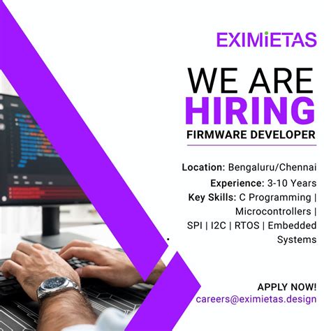 hiring firmwaredeveloper embeddedsystems rtos cprogramming
