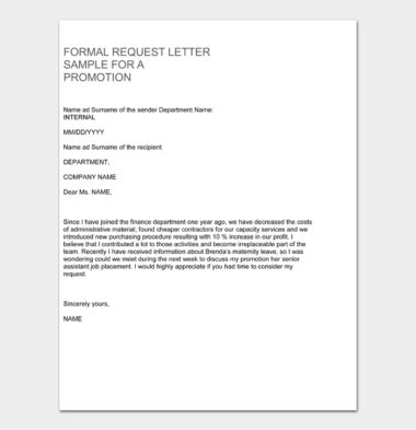 Promotion Request Letter 26 Sample Letters Format