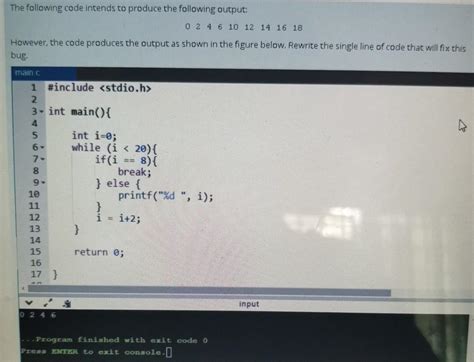 solved the following code intends to produce the following
