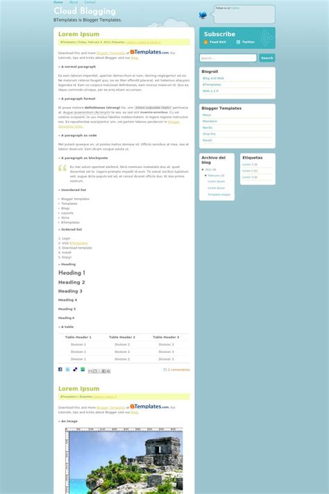 cloud blogging blogger template btemplates