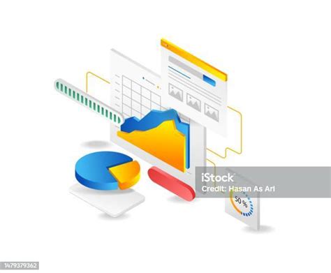 아이소메트릭 웹 분석 개념입니다 데이터 분석 데이터 분석 벡터 그림입니다 3차원 형태에 대한 스톡 벡터 아트 및 기타 이미지