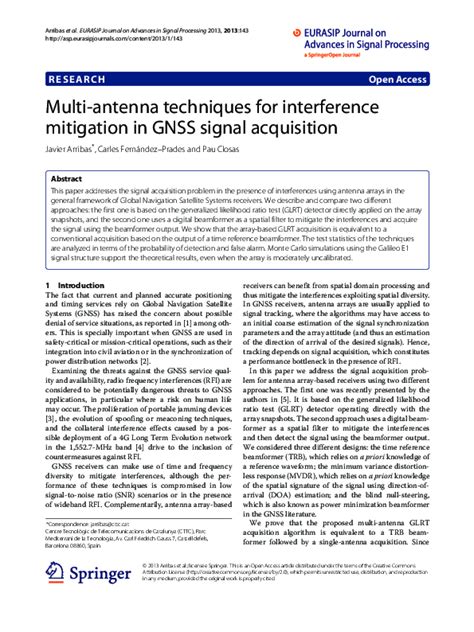 pdf multi antenna techniques for interference mitigation in gnss