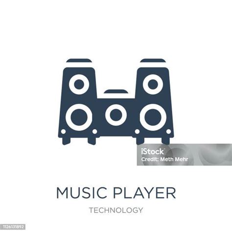 흰색 배경 음악 플레이어 큰 스피커 아이콘 벡터 음악 플레이어 큰 스피커 유행 가득 기술 컬렉션 음악 플레이어 큰 스피커 벡터 일러스트 레이 션에서 아이콘 0명에 대한 스톡
