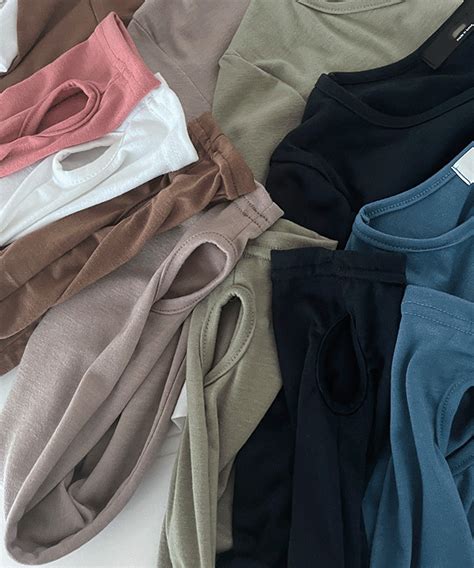 손등덮는워머기모 8color 라운드넥 기본 슬림핏 속기모 기장 긴 긴팔 T 티셔츠 에이블리