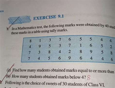 exercise 9 1 in a mathematics test the following marks were obtained by