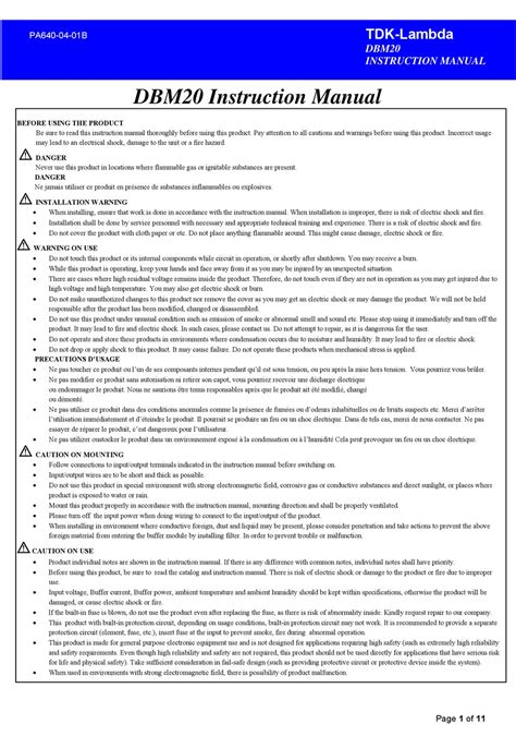 Tdk Lambda Dbm20 Instruction Manual Pdf Download Manualslib