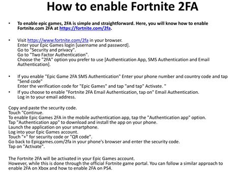Ppt How To Activate 2fa In Fortnite Using 2fa