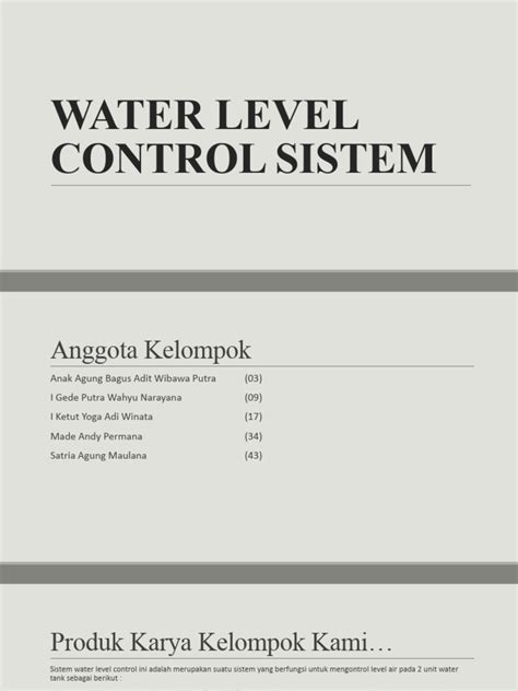 Water Level Control System Pdf