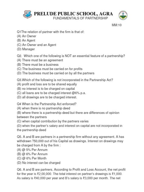 Mcq Fundamentals Chapter 1 Pdf Partnership Financial Services