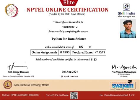 Rishikesh Jagish On Linkedin Python Datascience Nptel Iitmadras Skilldevelopment
