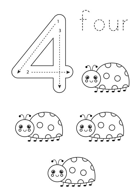 Color The Number 4 Preschool Number Worksheet Worksheets Library