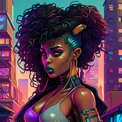 Premium Photo Beautiful Ebony Girl With Futuristic Style City Vector