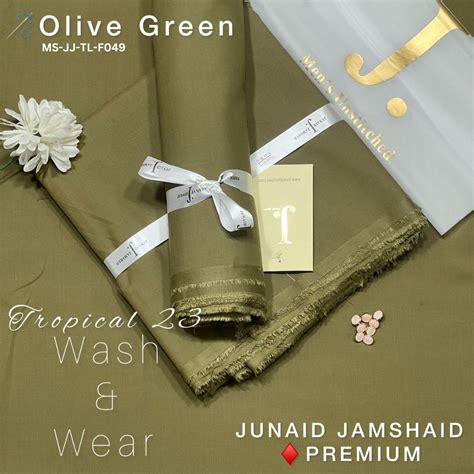 J Dot Premium Summer Tropical Unstitched Suit For Men Olive Green