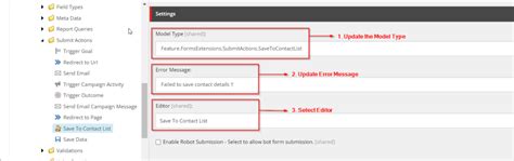 Submit Action To Save Contacts In List Manager Basic Implementation