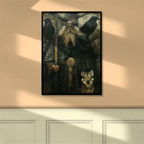 Viking God Odin Poster Norse Mythology Allfather Portrait Odin And