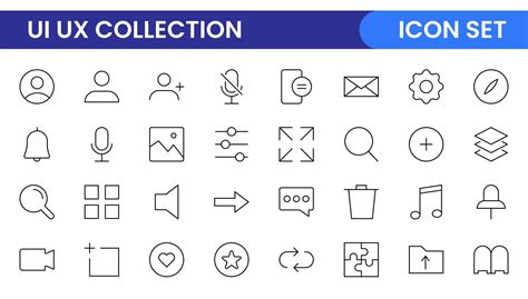 ui ux line icon set linear ui ux icons for web design and application