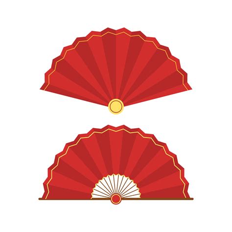 Set Of Traditional Chinese Paper Hand Fan Illustration Chinese New