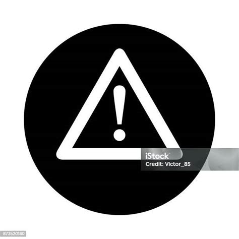 주의 원 아이콘입니다 블랙 라운드 흰색 배경에 고립 된 미니 멀 아이콘 느낌표에 대한 스톡 벡터 아트 및 기타 이미지 느낌표