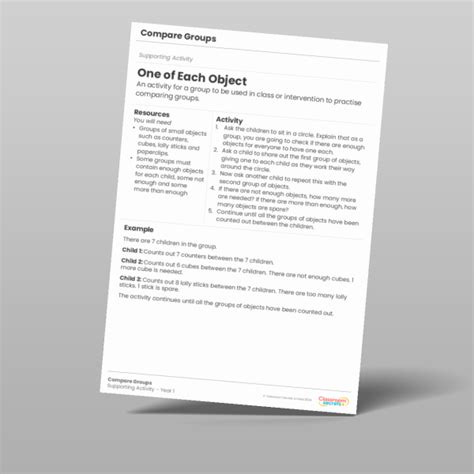 Year 1 Compare Groups Supporting Activity Resource Classroom Secrets