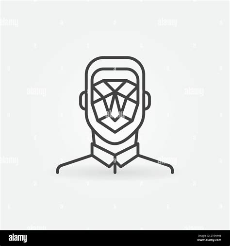 Man Face Detection Linear Icon Vector Human Facial Recognition Line